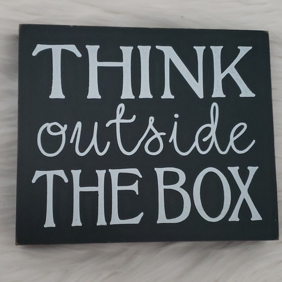 Office | Think Outside The Box Desk Sign | Poshmark
